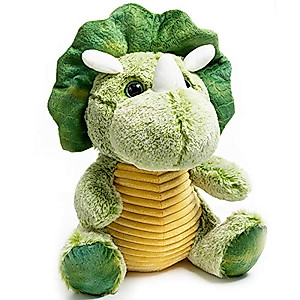 HollyHOME Plush Triceratops Dinosaur Cute Stuffed Animal Toy Soft Cuddly Doll for Kids Green 12 Inch