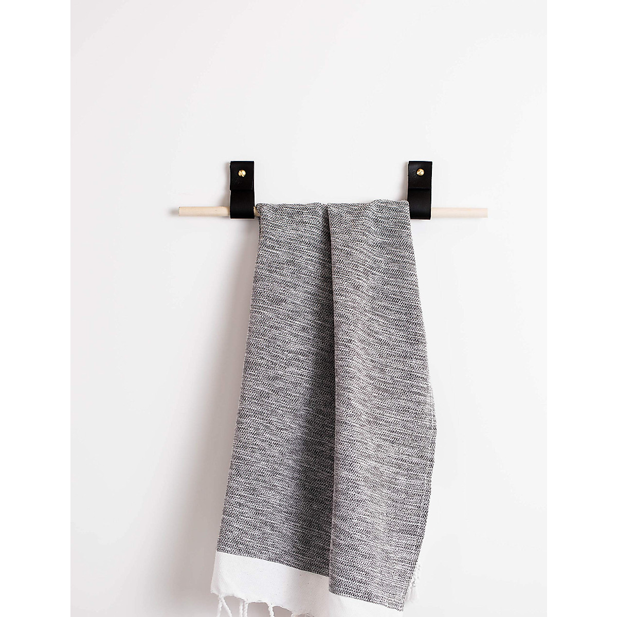 KEYAIIRA - Small Leather Wall Hook, wall hanging strap towel hook for wall leather loop strap for scarf storage boat paddle holder minimal towel bar rack storage