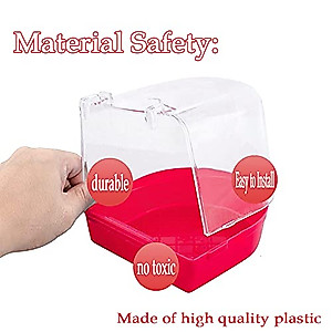 Clear Bird Bath for Cage,Bird Cage Bath, Parrot Hanging Bathtub Shower Box Cage Accessory for Small Birds (Pink)