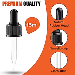 VitalUp Glass Eye Dropper for Essential Oil, Herbal Extracts, Homeopathic Remedies, Nail Polish Remover,15 ML 8-Pack