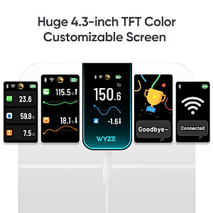 Wyze Scale Ultra, Smart Scale with 4.3" Color Display, Digital Bathroom Scale for Body Weight BMI Muscle Mass Composition, Wi-Fi & Bluetooth Body Fat Scale with Heart Rate- White