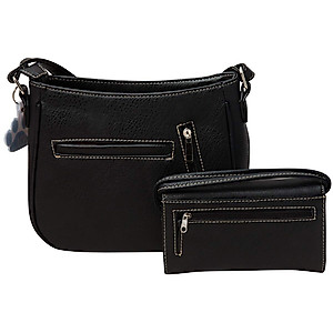 HW Collection Dog Paw Print Handbag Small Crossbody Bag Shoulder Purse Women Wallet Set (Black Light Grey Paw)