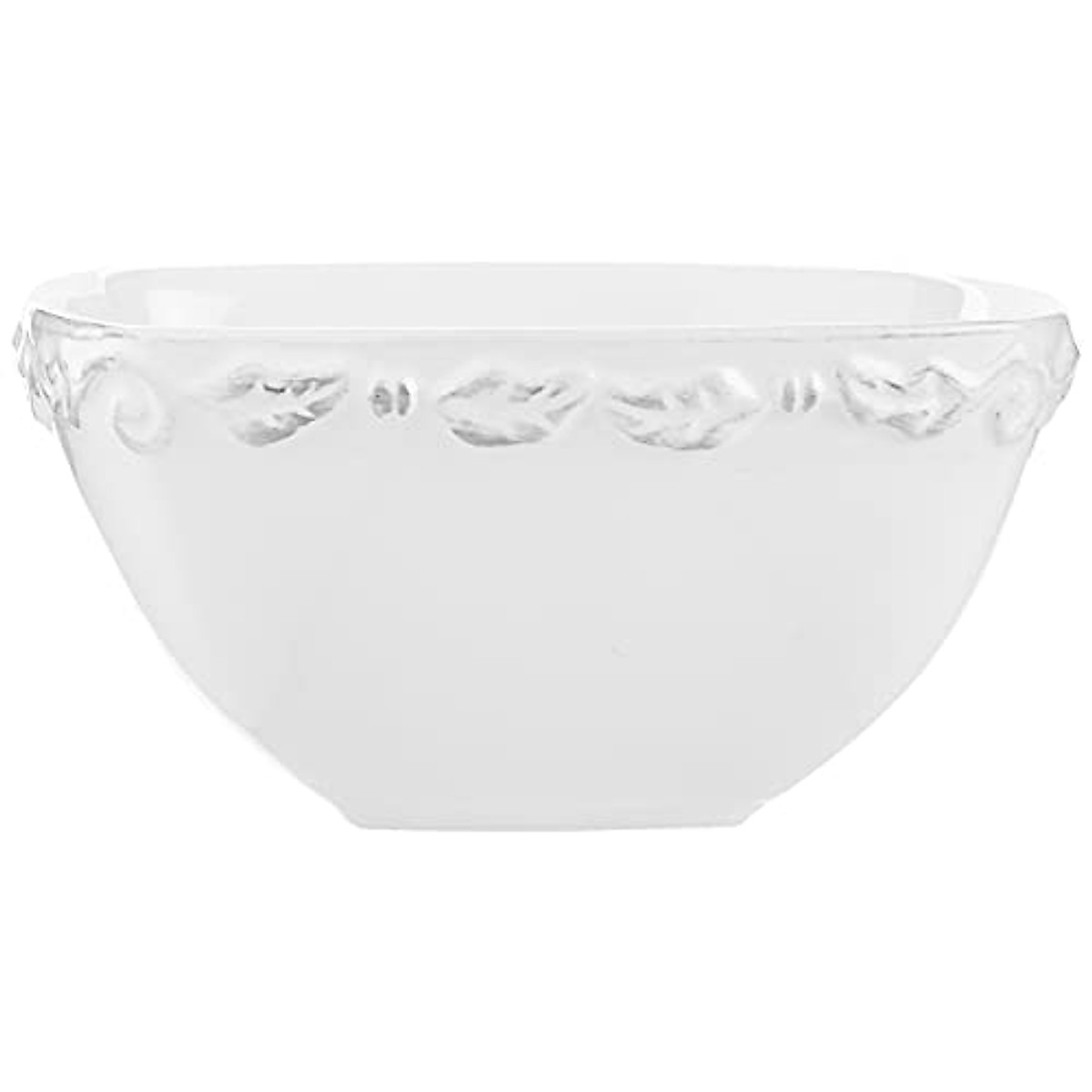 American Atelier Square Dinnerware Sets | White Kitchen Plates, Bowls, and Mugs | 16 Piece Bianca Wave Collection | Dishwasher and Microwave Safe | Service for 4