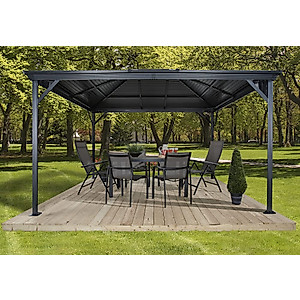 Sojag 10' x 12' Ventura Hardtop Gazebo Outdoor Weather-Resistant Aluminum Frame Sun Shelter Dark Grey