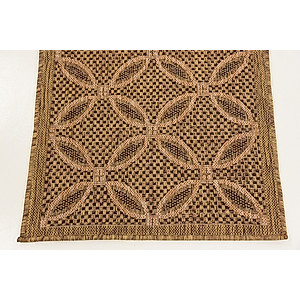 Unique Loom Outdoor Trellis Collection Area Rug - Spiral (2' 2" x 6' 1" Runner, Light Brown/ Brown)