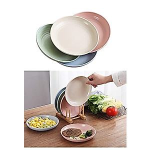 Kota Japan Wheat Straw Fiber Unbreakable Tableware 8.8” Plate for Dinner, Lunch, Breakfast for Pasta, Noodle, Salad, Dessert Dishes - Dishwasher, Microwave, Environment Safe Dinnerware 4 pc Dish Set