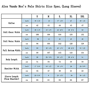 Alex Vando Mens Golf Shirt Moisture Wicking Quick-Dry Long Sleeve Casual Polo Shirts for Men,Blue,L