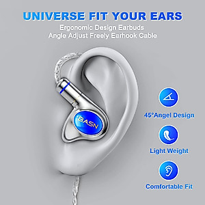 BASN Metalen PRO 4 Drivers in-Ear Monitors Headphones for musicians, Noise Isolating Enhanced Bass Sound Earphones with CNC Metal Craft Shell, Wired Upgraded Detachable MMCX Cables(Sapphire)