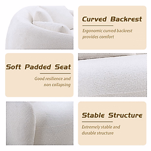 HanStrong 93.6" Curved Sofa Couch for Living Room, Modern 3-Seat Comfy Boucle Fabric Sofa with 3 Throw Pillows for Apartment Office, Beige