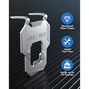 20Pcs Claw Drywall Picture Hanger: Wall Hooks for Hanging Picture Mirror Photo Poster Kit - No Damage Heavy Duty Wall Hanger for Room Office Decor Easy Tool-Free Nail-Free Holds Up to 40Lbs (20)