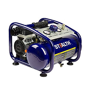 Stealth Portable Ultra Quiet 3 Gallon 1 Horsepower Oil-Free Pump Air Compressor 2.5 CFM @ 90 PSI Electric Air Compressor, Max 150 PSI Portable Air Compressor for Garage Innovation Work SAQ-1301 Blue