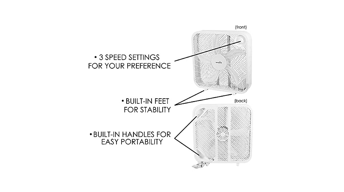 Homepointe 20" White Box Fan - Cool & Efficient