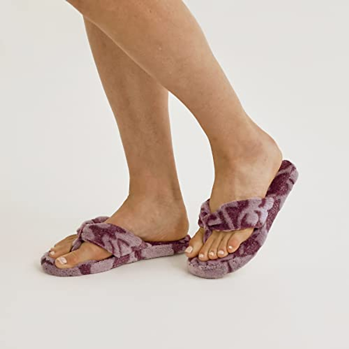 Vera Bradley Women's Fleece Flip Flop Slippers, Java Mulled Wine Tonal, Large (US Women's Size 9-10)