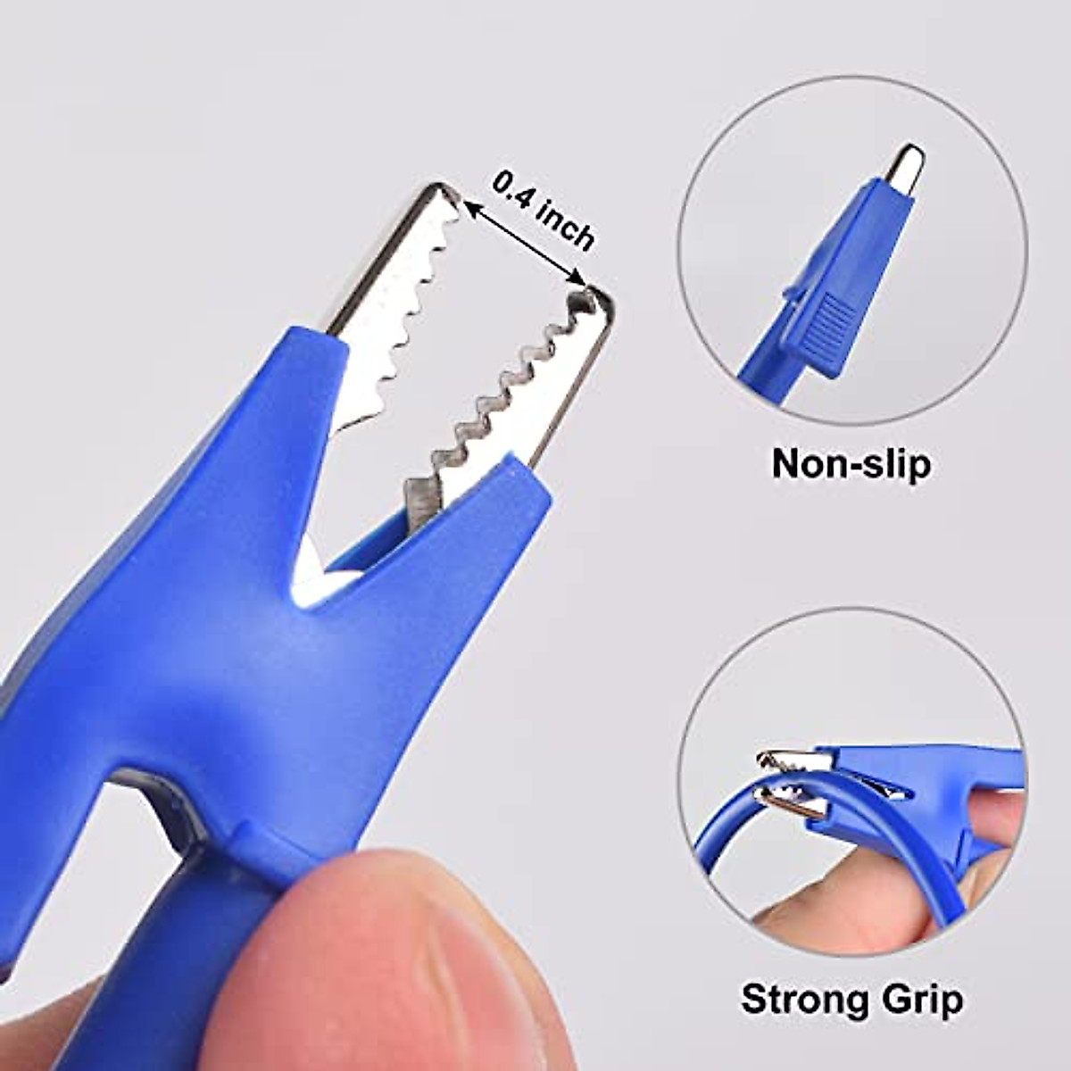 WGGE 5PCS Dual Ended Alligator Clips Test Leads Set, 15A Test Lead Wire Cable with Insulators Clips, Heavy Duty Cable with Protective Jack Copper Clamps for Electrical Testing 5 Colors 3.3 ft/1m