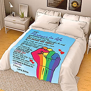 LGBT Gay Lesbian Pride Personalized Blanket for Life Partner with Name, Gift for Christmas Birthday Anniversary Valentines Day, Fleece Blanket for Couch Bed Sofa Travelling Camping, Printed in USA
