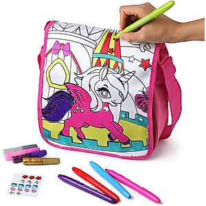 Dazmers Magical Unicorn Stuffed Animals Gift Set - 15" - Plush Unicor with Pink Sunglasses, Purse, Sparkling Gem Stones, Glitter, and 5 Markers - Perfect for Girls Who Love Unicorns, Stuffed Plushie