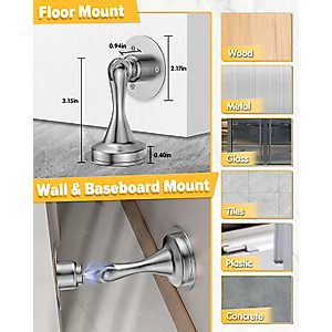 4-Pack Door Stoppers Set Bundle, Magnetic Door Stop and Heavy Duty Wedge Door Stoppers for Bottom of Door