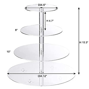 Cupcake Stand, 4 Tier Round Acrylic Cupcake Display Stand Holder, Clear Dessert Pastry Tower for Wedding, Birthday, Theme Party, Baby Shower