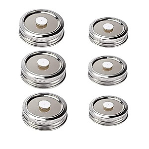 6 PCS Vacuum Jar Lids, Fermentation Lids for Wide Mouth and Regular Mason Jars Used with Jar Sealer Vacuum Sealing Accessory Reusable Stainless Steel Lids with Leak Proof & Airtight Seal Features
