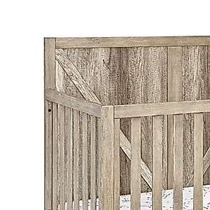 Pvillez Convertible Crib, 4-in-1 Convertible Crib, Farmhouse Style Baby Crib Converts to Toddler Bed, Daybed and Full Size Bed, Easy Assembly (Vintage Chestnut)