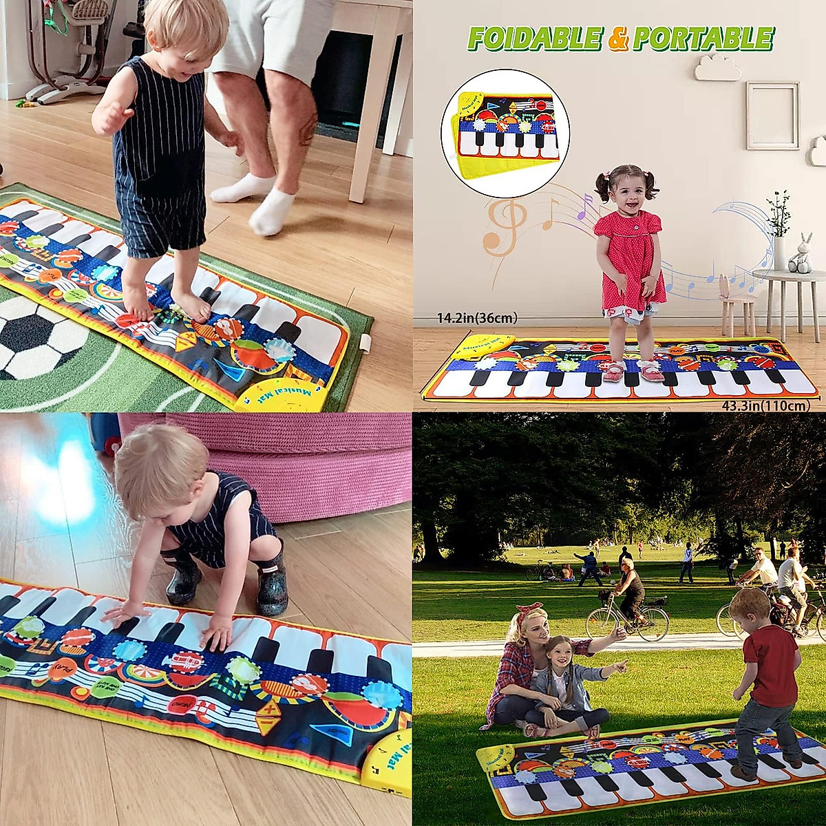 Cyiecw Piano Mat, Toddler Toys Musical Mat with 25 Music Sounds Floor Piano Keyboard Mat Carpet Touch Playmat Educational Toys for Baby Kids Boys Girls 1 2 3+ Year Old