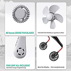 NinetinGel Portable Neck Fan, bladeless neck fan,for Indoor Outdoor Travelling,USB Rechargeable Personal Fan, Rechargeable, Headphone Design,3 Speeds Operated Adjustable,neck fans for keeping cool