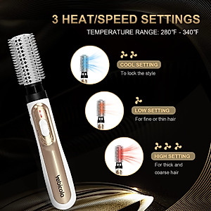 Hair Dryer Brush, 3 in 1 One Step Hot Brushes for Women with Changeable Brush Heads, Negative Ionic Brush Blow Dryer Styler Volumizer for Short Long Hair Mother's Day