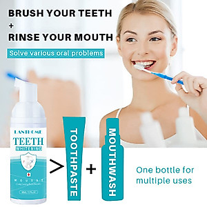 MIESCHER Teeth Whitening Mousse, Refreshing Breath Deep Cleaning Foam Toothpaste Natural Mouth Wash Water,Teeth Whitening Toothpaste Ultra Fine Mousse Foam Reduce Stains Oral Care Toothpaste