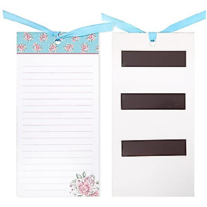 Juvale 6 Pack Floral Magnetic Notepads for Refrigerator, Grocery List, To Do List, with Ribbon Bows, 60 Sheets Each (4 x 8 In)