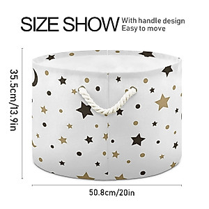 ALAZA Stars Moon Polka Dot Storage Basket Gift Baskets Large Collapsible Laundry Hamper with Handle, 20x20x14 in, Multi (B06D20005)