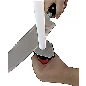 14 inch Sharpening Rod/Sharpening Bar, 2 in 1 Diamomd/Ceramic (Grit 400/1000) Knife Sharpener for Coarse/Fine Honing