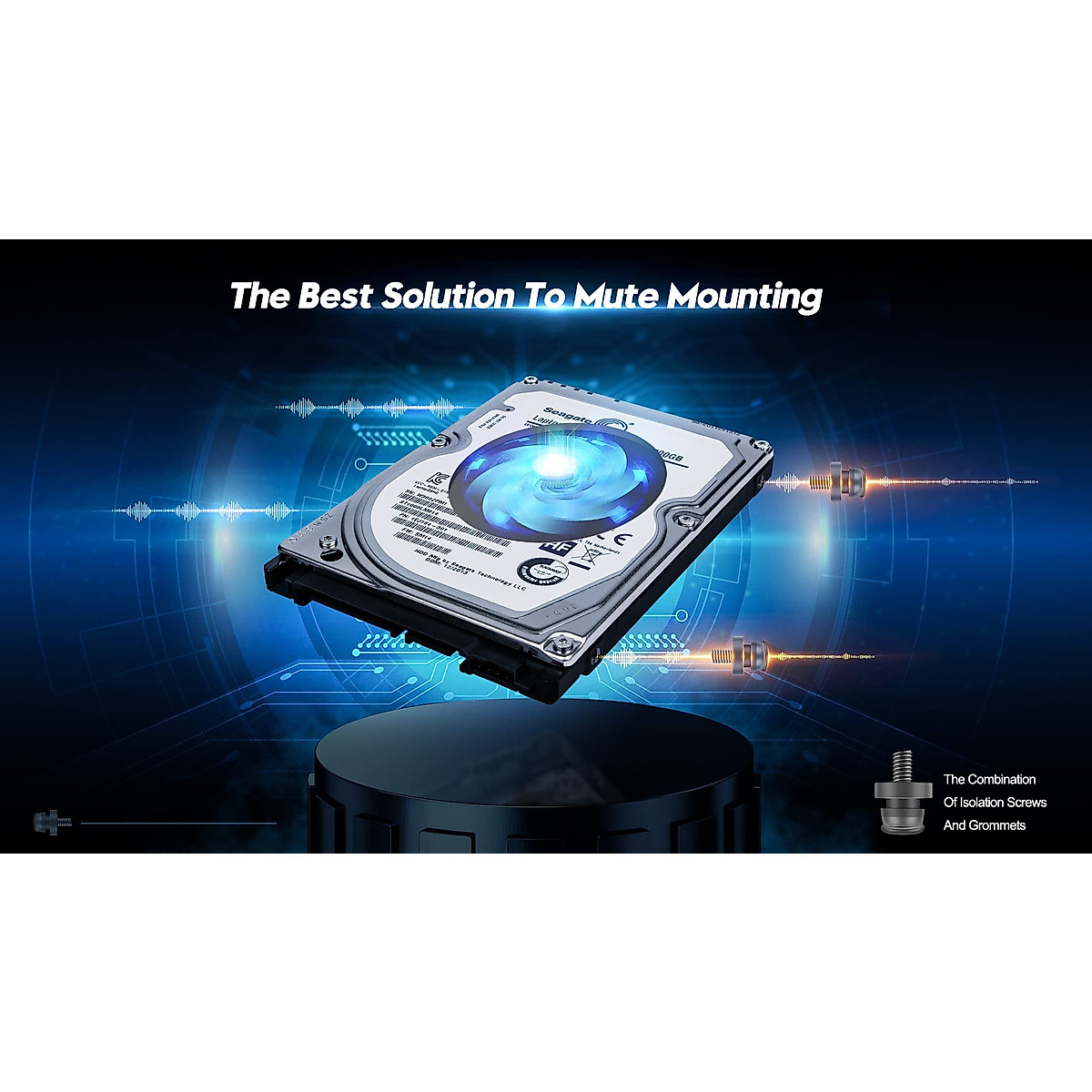 LeFix 8 x Screws Isolation Mounting Guide Screws with Grommets + Phillips Screwdriver Designed for 2.5"Hard Drive Solid State Drive,M3X6,10mm,Black,Philips Head