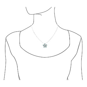 Sterling Silver Synthetic Blue Opal 21mm Open Plumeria Pendant Necklace, 16+2" Extender