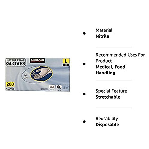 Kirkland Signature Nitrile Exam Gloves, Box of 200, Large