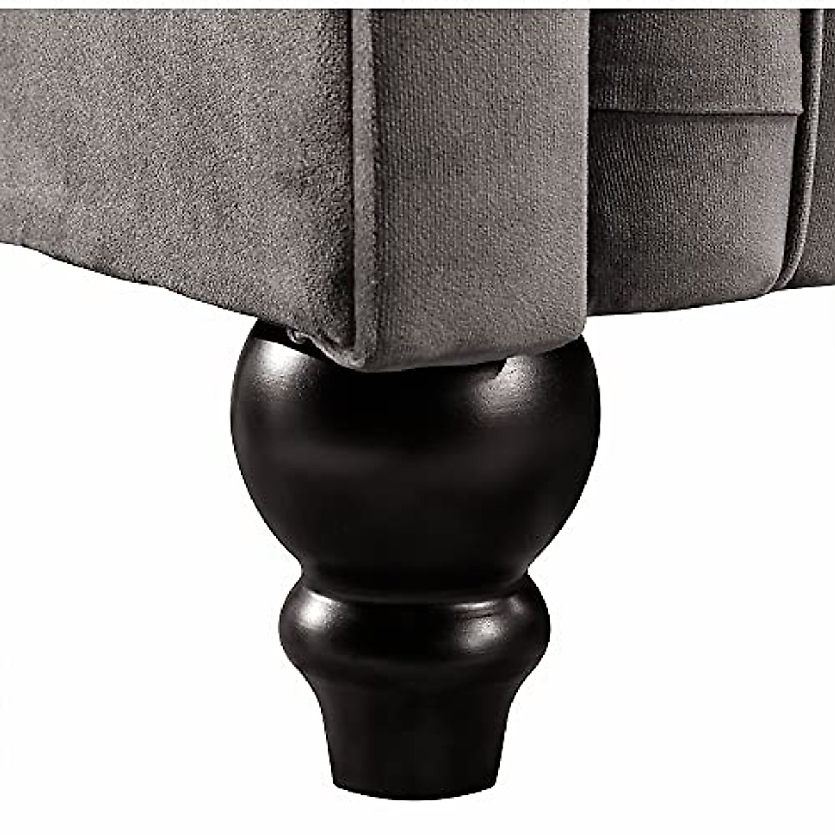 OYN 63" Chesterfield Sofa & Couch Deep Seat Button Tufted Velvet Loveseat Upholstered 2 Seater Sofa Classic Roll Arm, 2 Pillows Included, Grey