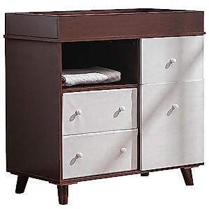 Changing Table Dresser with 3 Drawers, 2 Cabinets, Can be Used as a Dresser Changing Table, a Baby Changing Table Dresser, Changing Table with Drawers (Brown)