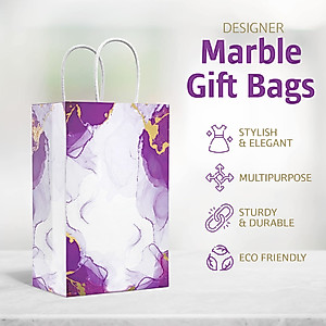 10 PK Designer Gift Bags with Handles - Assorted Sizes and Colors - Cute Luxury Gift Bags - Wedding Welcome Bags, Bridal or Bridesmaid Gift, Birthday Gift Bags for Women, Bachelorette Party Favor (Medium, Purple)