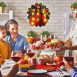 Roseeyo Lighted Thanksgiving Window Decorations, 15.7" Light up Autumn Turkey Window Lights Window Silhouette Sign for Fall Harvest Thanksgiving Decor with 12 LEDs