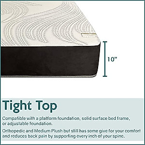 Mattress Solution Solution 10" Plush Memory Foam, Gel Bed Mattresses for Ultimate Comfort, Help Maintain Sleeping Position and Posture, Complete Body Support at Every Side, Full XL, Black and White
