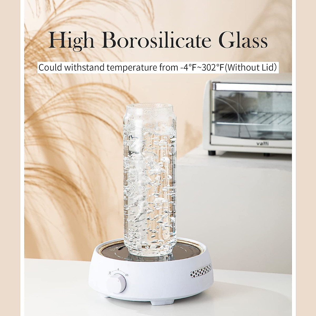 Homtop Glass Storage Containers Set of 4, 15 FL OZ High Borosilicate Glass Jars Kitchen Food Canisters with Acacia Wood Lids for Coffee Beans/Sugar/Tea/Nuts