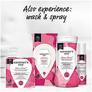 Summer's Eve Sheer Floral Daily Refreshing Feminine Wipes, Removes Odor, pH balanced, 32 Count, 4 Pack
