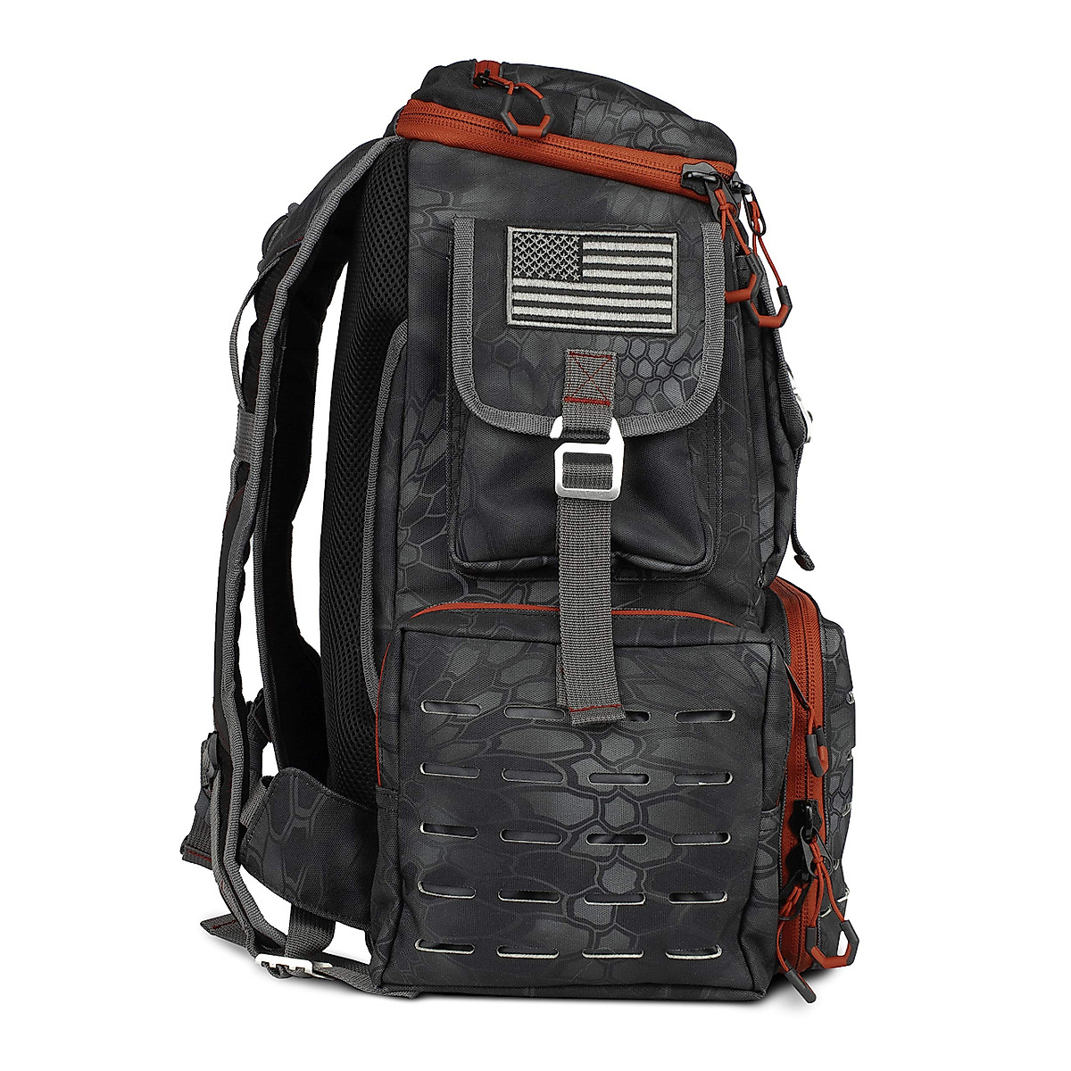 Ego Kryptek Tackle Box, Fishing Pack with 4 Accessory Trays, Water Resistant PVC, Multiple Storage Pockets, Tool Bag, G-Hook Closure System