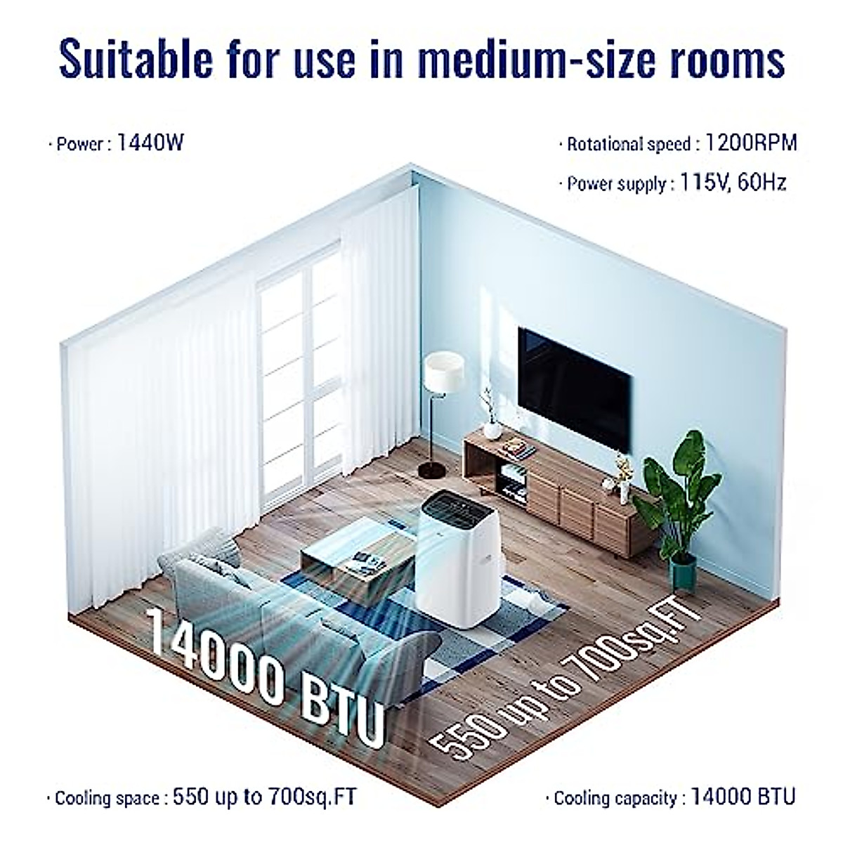 DuraComfort Portable Air Conditioner, (14,000 BTU ASHRAE) 10000 BTU SACC Cools Up to 600 Square Feet, White…