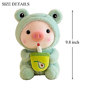 Yordearly Pig Stuffed Animal 9.8inch Piggy Plush Toy Animal Frog Costume Cartoon Doll Birthday Gifts for Boy Girls Home Decor