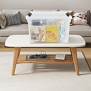 Eagrye 4-Pack 32 L Wheeled Clear Plastic Storage Latch Box, Large Clear Storage Bin with Lid