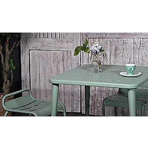 Lisuden Set of 2 Indoor-Outdoor Metal Dining Chairs, Patio Bistro Chair, Lower-Back Cafe Chairs with 18" Seat Height (Pea Green)