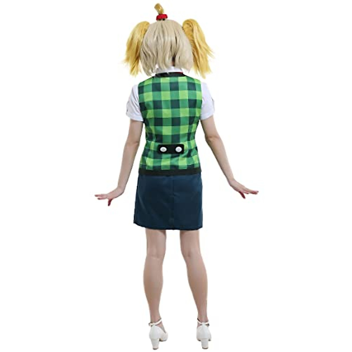 miccostumes Women's Cosplay Costume Secretary Summer Suit Cute Green Checkered Vest Full Set with Headdress (green, M)