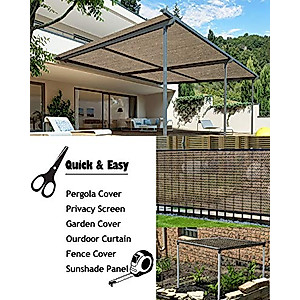 Alion Home Sun Shade Fabric, UV Shade Cloth - Breathable Sun Screen, Shade Mesh - Custom Shade Cloth for Fence, Garden, Backyard, Outdoor, Patio, Pergola, Greenhouse, Barn (8 x 15 FT, Mocha Brown)