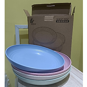 CAMBUY Unbreakable Wheat Straw Plates Lightweight Reusable Dinner Plate Set Dishwasher & Microwave Safe Dishes (Medium)