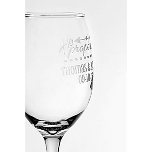Engagement Engaged Wine Glass Gift Set - He Proposed She Said Yes